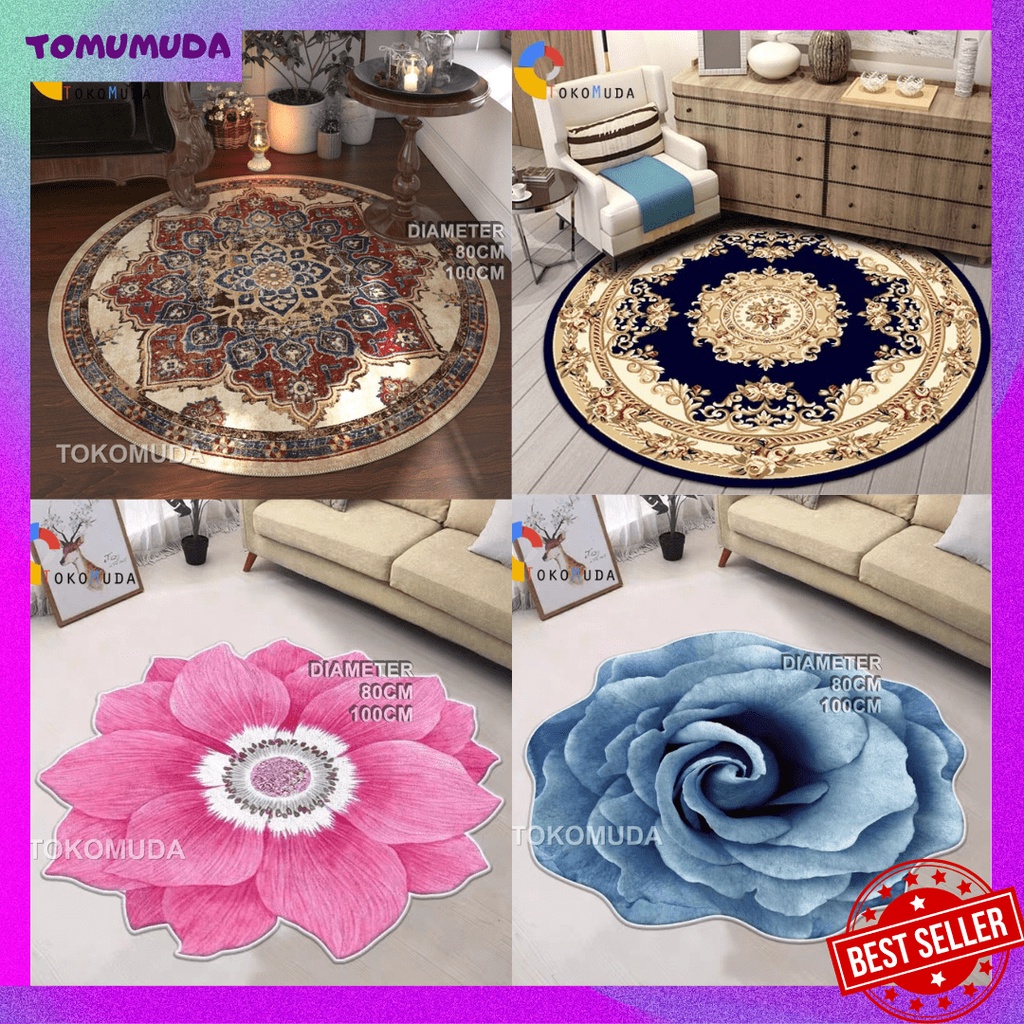 Jual TOMUMUDA Karpet Bulat Polyster Diameter 100Cm Dan 80Cm/Karpet ...