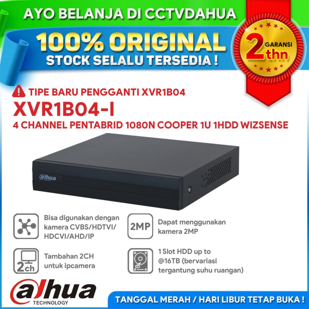 Jual DAHUA XVR1B04-I DVR COOPER WIZSENSE 4 CHANNEL PENTABRID 1080N/720P | Shopee Indonesia