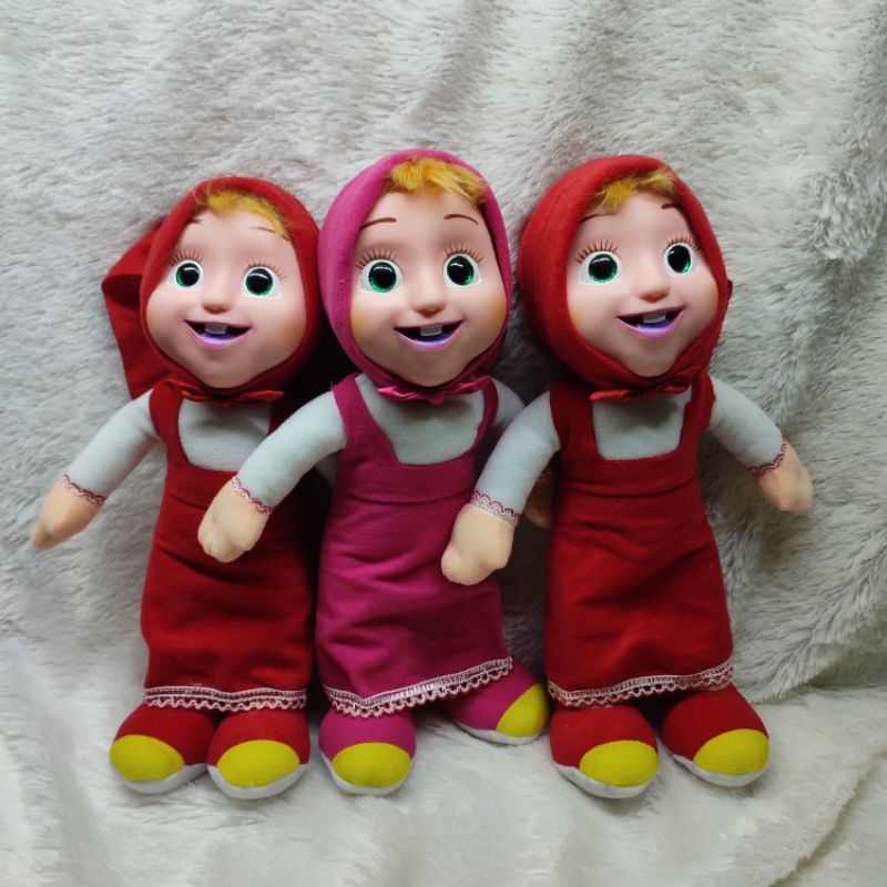 Jual Boneka Marsya and the bear muka karet unik lucu imut ukuran 35 cm ...