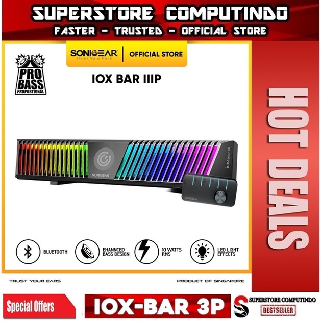 Jual Speaker Bluetooth SonicGear iOX BAR 3P Stereo Soundbar | RGB Light ...