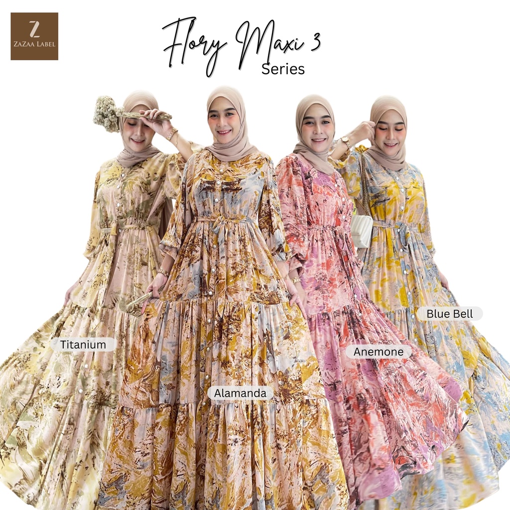 Jual FLORY DRESS MAXI by ZAZAA LABEL/GAMIS CERUTI MOTIF/GAMIS PESTA ...