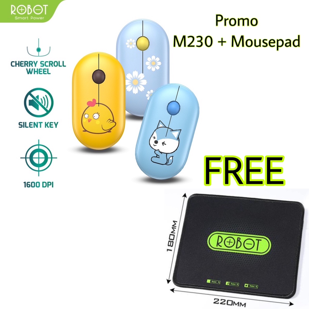 Jual MOUSE WIRELESS ROBOT M230 silent key cherry scroll whell | Shopee ...