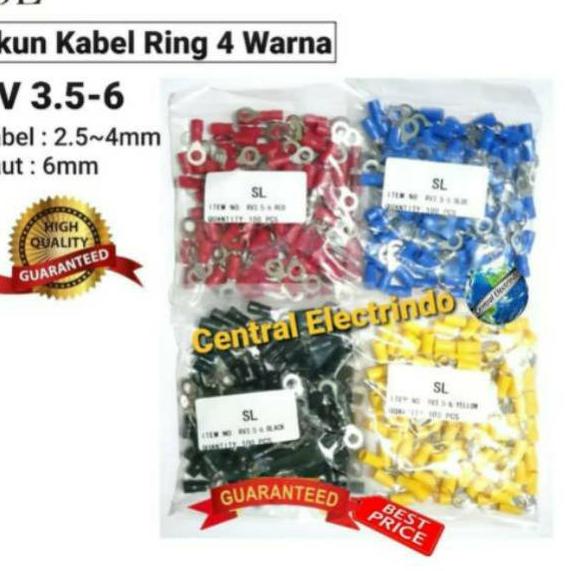 Jual Depan Skun Kabel Ring Warna RV 3.5-6 Kabel 2.5~4mm Baut 6mm SL ...