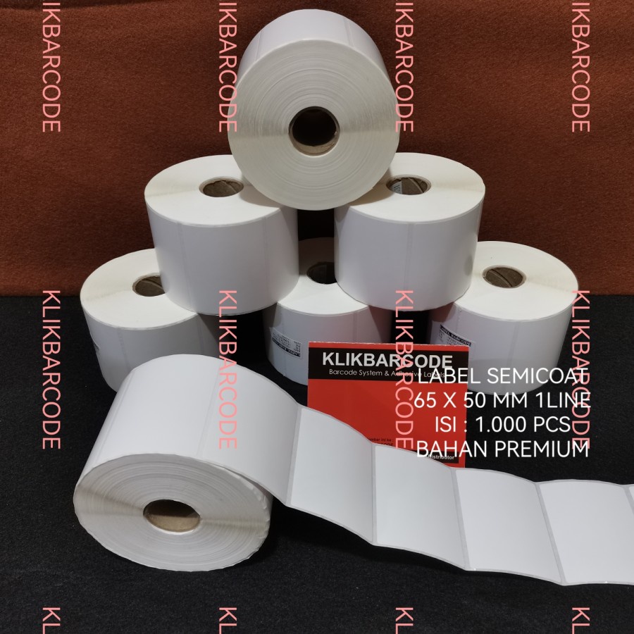 Jual STICKER LABEL BARCODE 65 X 50 MM CORE 1" 1 LINE GAP iSI : 1.000 ...