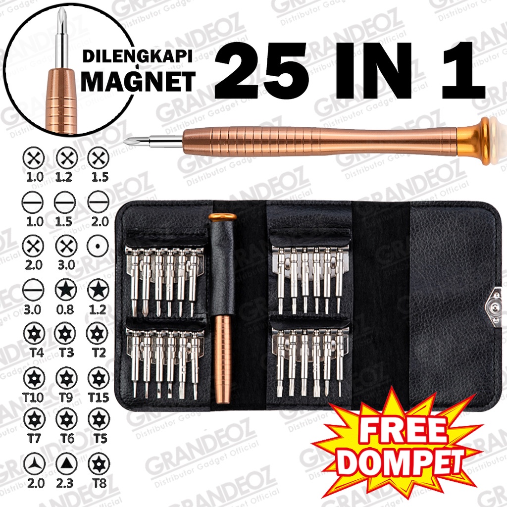 Jual SET Obeng 25 in 1 MAGNETIC TORX Hp Reparasi Kembang Bintang Minus 4 5 6 Laptop Y T Penta ...