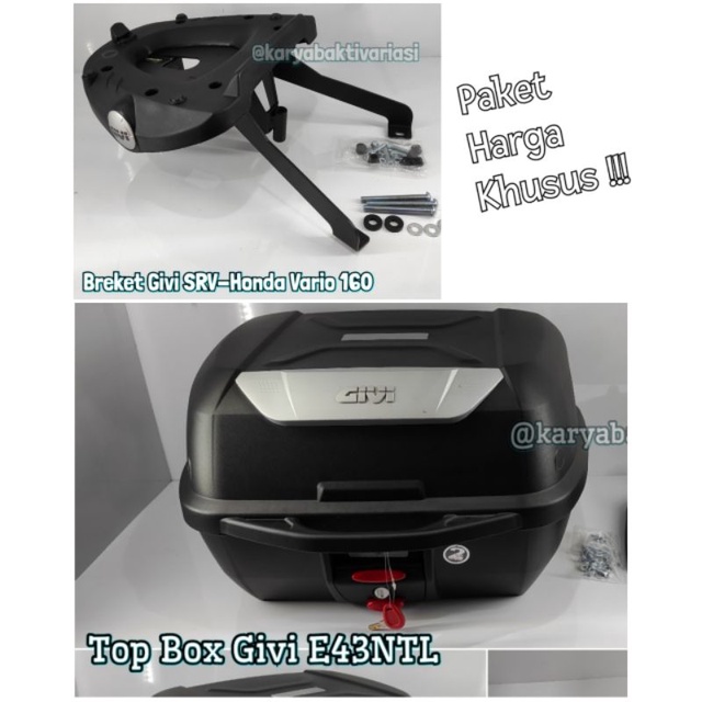 Jual Breket Givi SRV Vario 160 + Baseplate M5M + Top Box Givi E43NTL | Shopee Indonesia