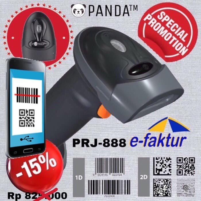 Jual BARCODE SCANNER E-FAKTUR 2D/1D PANDA PRJ-888 (QR CODE-EFAKTUR ...