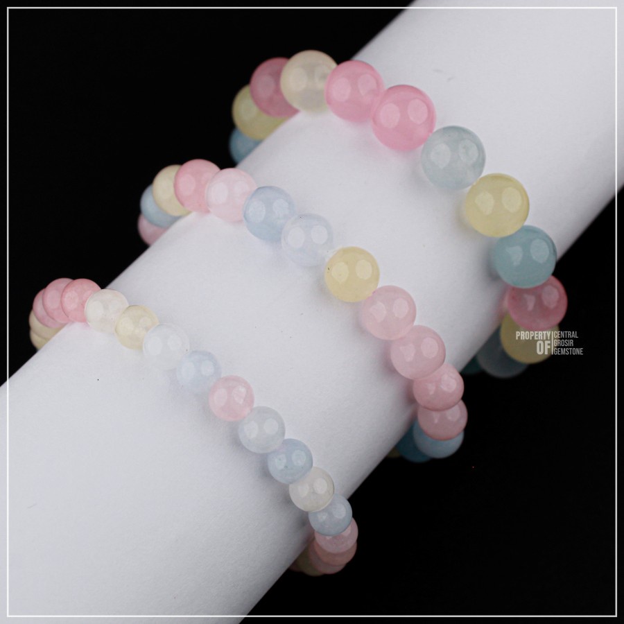 Jual Gelang Wanita Batu Alam Natural Jade Giok Multi Color Soft ...