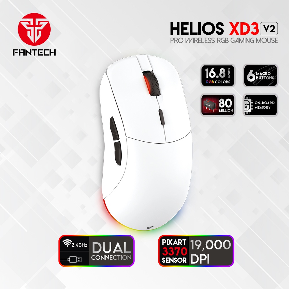 Jual Mouse Fantech HELIOS XD3 V2 Wireless Gaming RGB Dual Mode White ...
