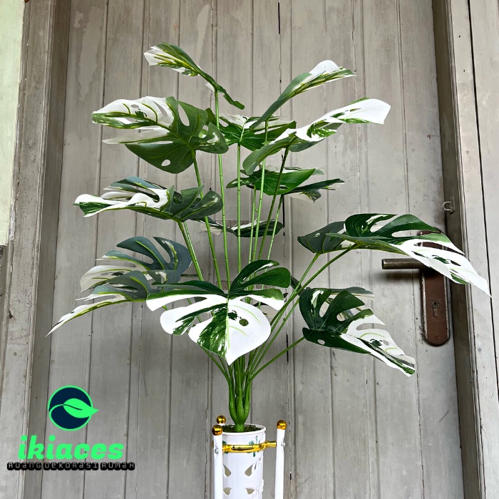 Jual DAUN MONSTERA CORAK PUTIH DAUN PLASTIK MONSTERA ARTIFICIAL VAS ...
