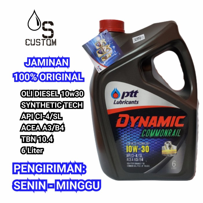 Jual Oli Mesin Diesel PTT Lubricants Dynamic 10w30 / 10w-30 API CI 6 Liter | Shopee Indonesia