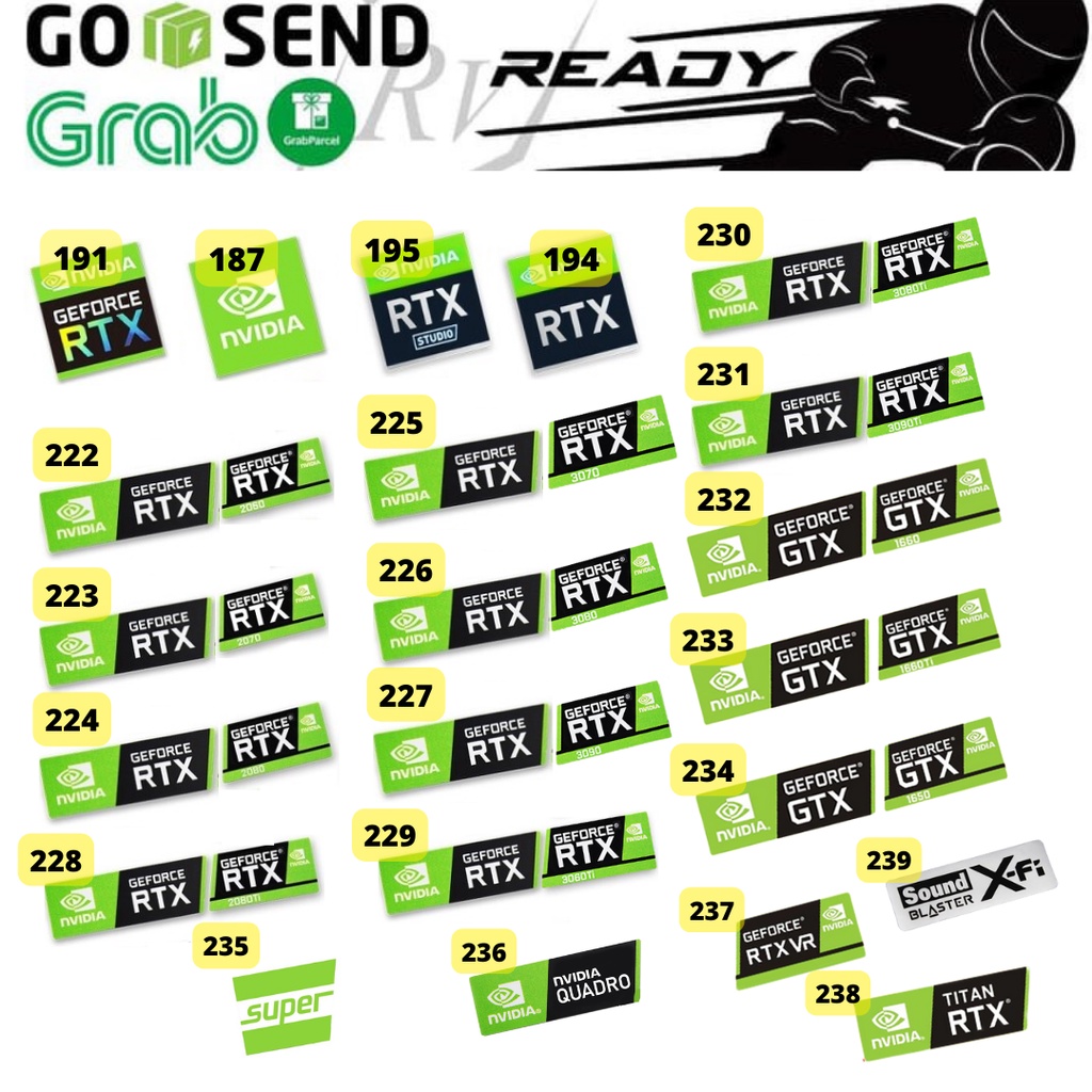 Jual Logo Stiker Sticker NVIDIA RTX VR 2060 2070 2080 2080Ti Titan G ...