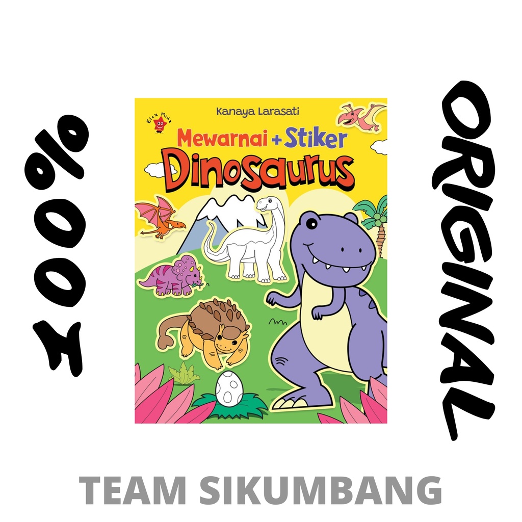 Jual Buku Mewarnai + Stiker: Dinosaurus | Shopee Indonesia