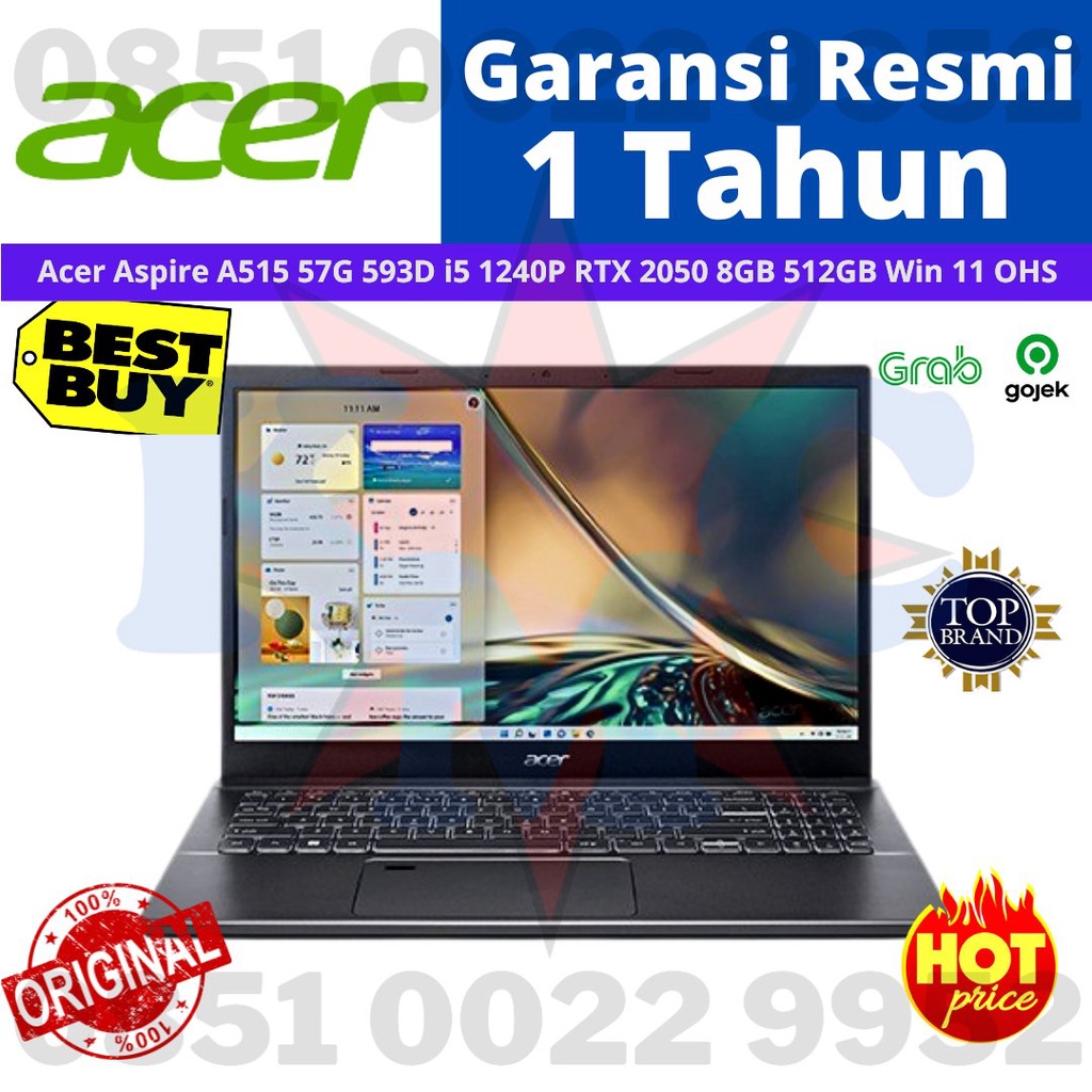 Jual ACER ASPIRE 5 A515 57G i5 1240P 8GB 512GB RTX 2050 Win 11 OHS ...