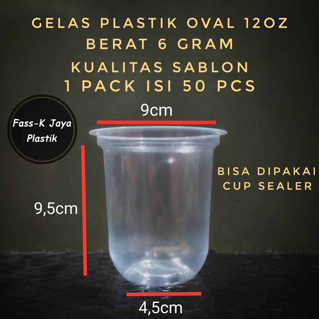 Jual (ISI 50Pcs) Gelas Oval 12oz TEBAL 6gr / U Cup PP Bulat 12 oz ...