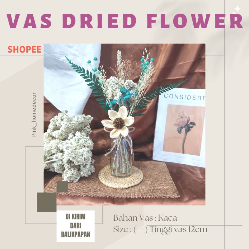 Jual Vas bunga set | Vas bunga kering | Botol hias | Bunga kering ...