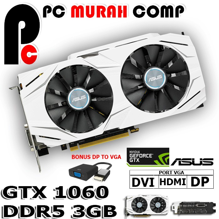 Jual VGA CARD NVIDIA GTX 1060 DUAL OC 3GB DDR5 256 BIT | Shopee Indonesia