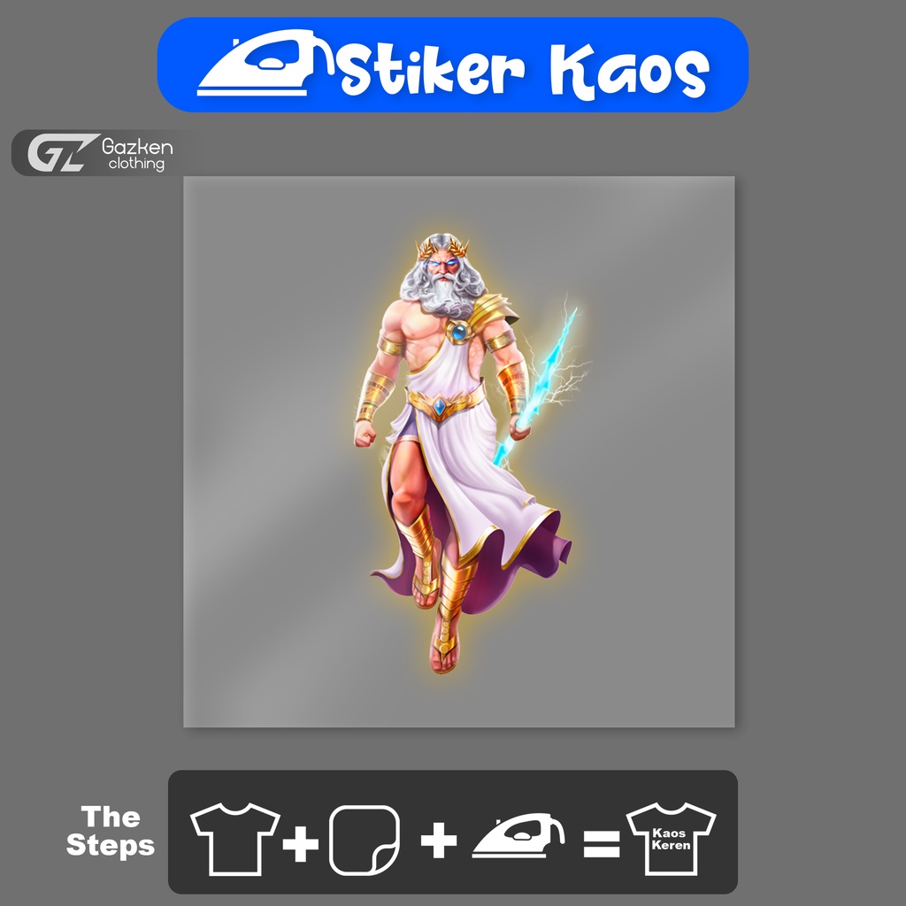 Jual Stiker Kaos Gates of Olympus Zeus Lightning Bolt Pragmatic Play si ...