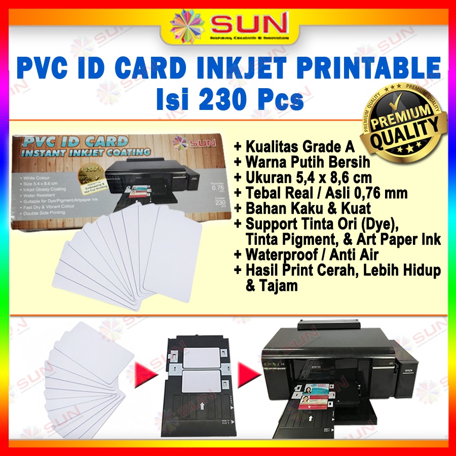Jual Inkjet PVC ID Card Grade A 0,76 White uk 8.6 x 5.4 cm isi 230 ...