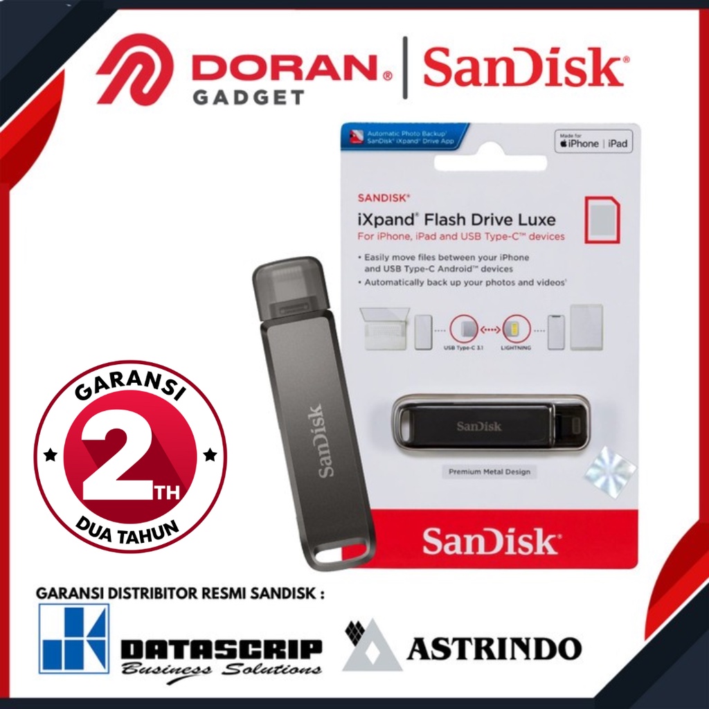 Jual Sandisk iXpand Flash Drive Luxe USB 3.1 Gen 1 USB-A dan Lightning ...