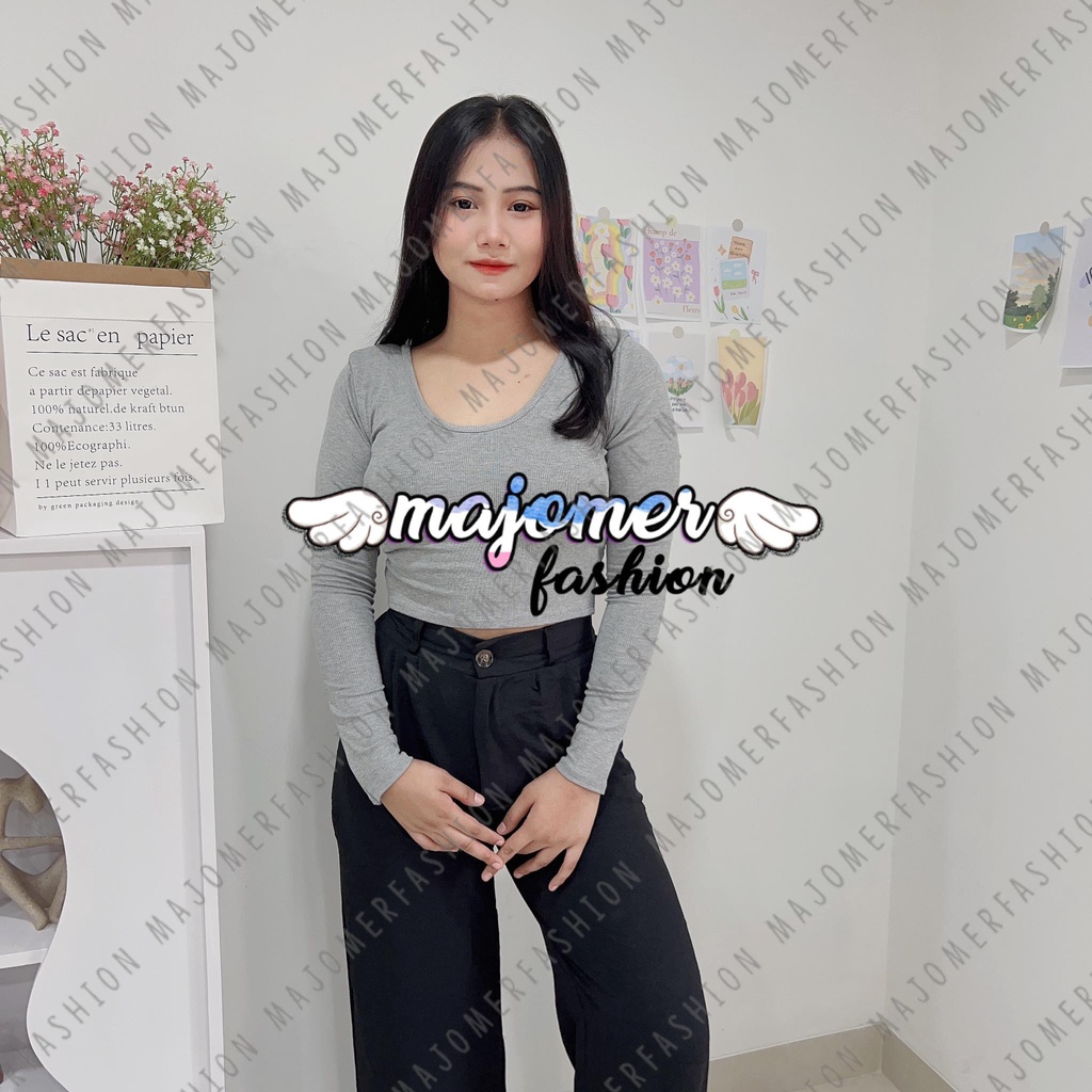 Jual MAJOMER | DEEPU CROP TOP - KAOS BASIC LENGAN PANJANG WANITA ...