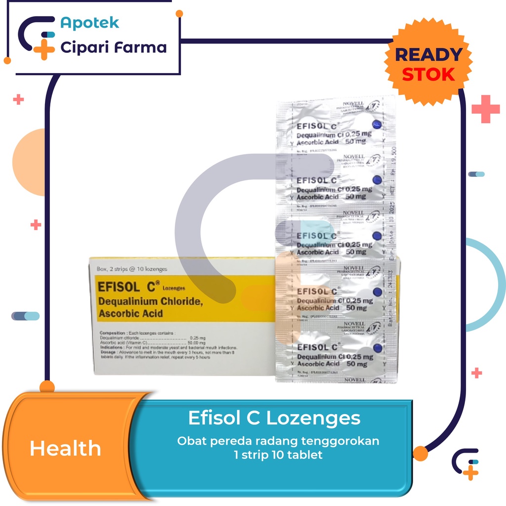 Jual Efisol C Lozenges Obat Sakit Tenggorokan | Sariawan | Bau Mulut ...