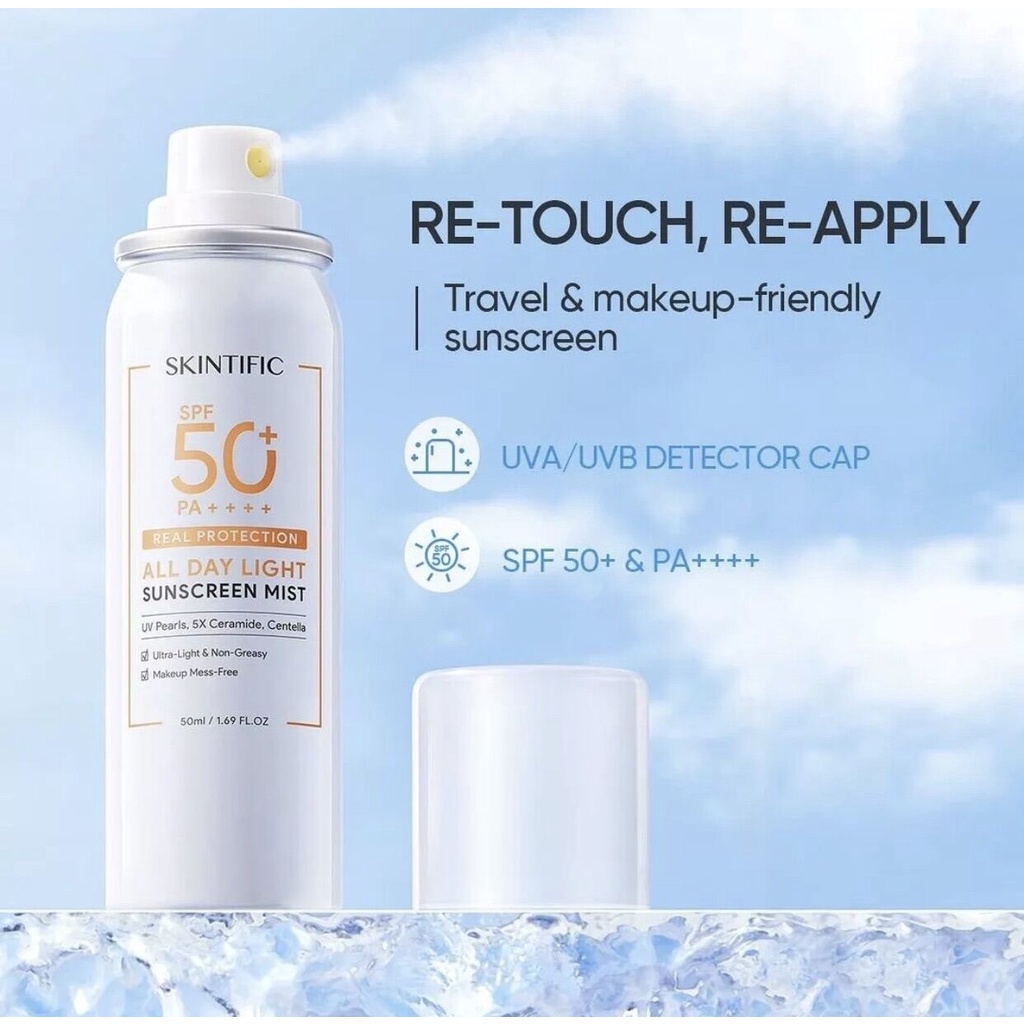 Jual SKINTIFIC All Day Light Sunscreen Mist SPF50 PA++++ 70ml (KECIL ...