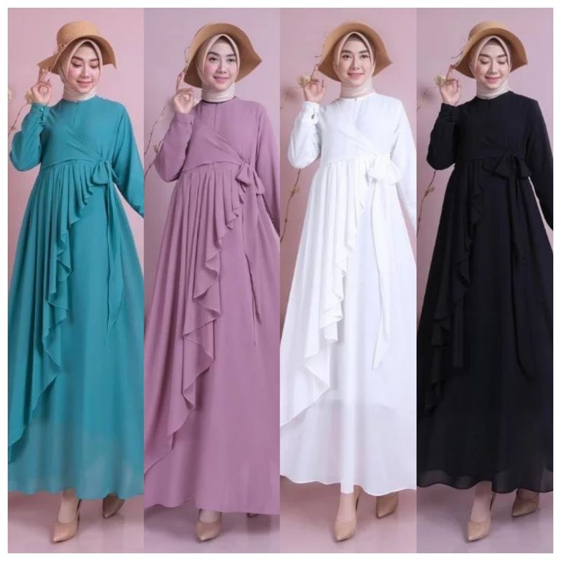 Jual [Cod]Gamis Ceruty Babydoll Aprilia Dress Kondangan Motif Polos ...