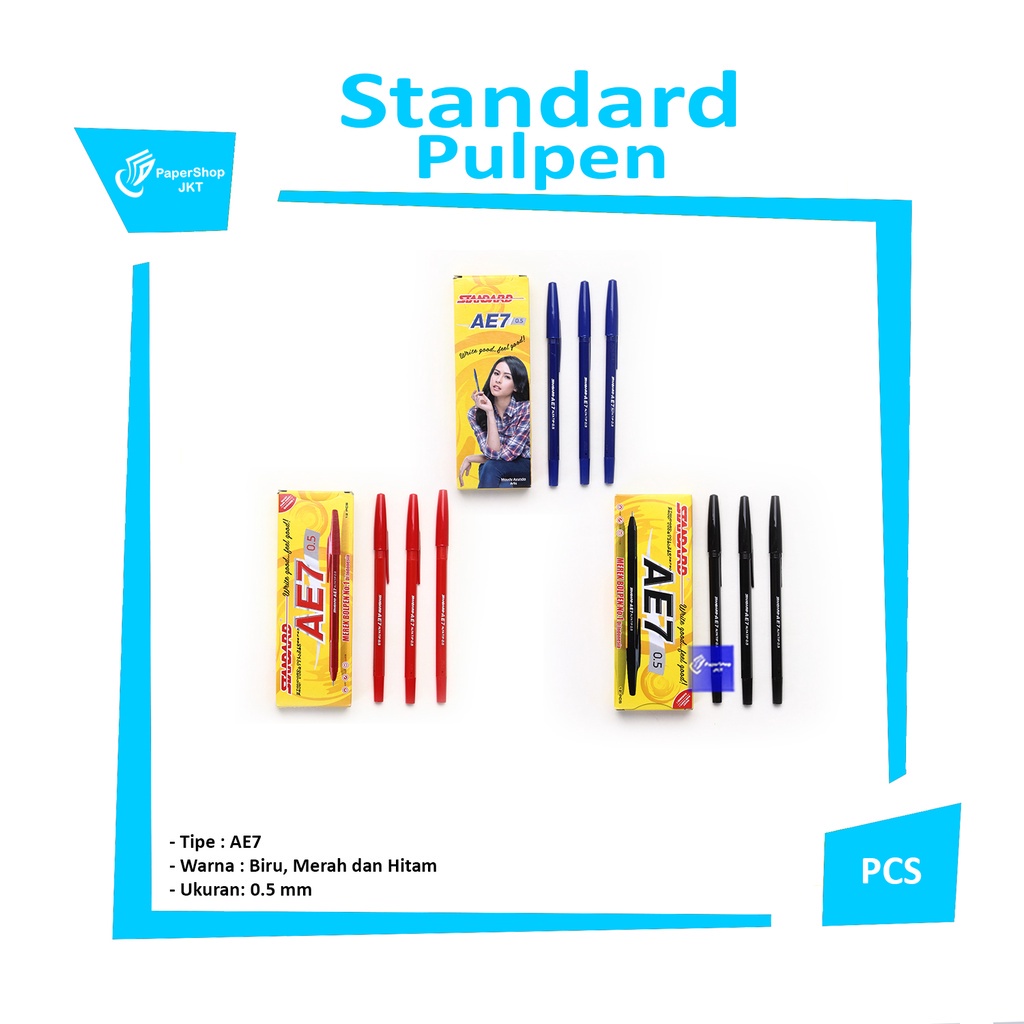 Jual STANDARD - Pulpen Bolpen Ball Point AE7 0.5mm - Pcs | Shopee Indonesia