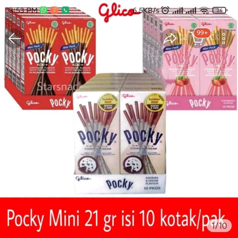 Jual 1 Box Pocky Mini Glico isi 10 / Coklat, Strawberry, Cookies Cream ...