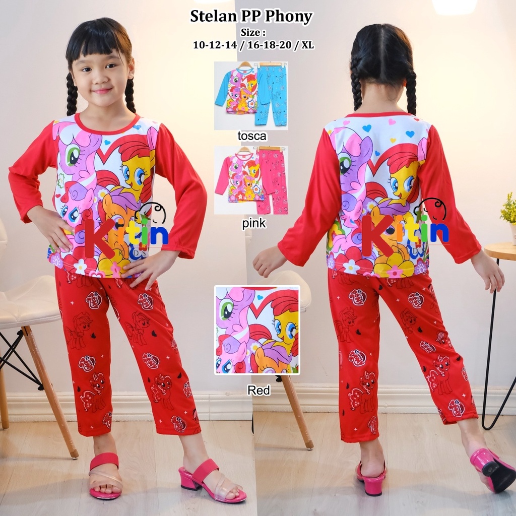 Jual OP - SETELAN BAJU PIYAMA DAN TIDUR ANAK CEWEK/PEREMPUAN 4-12 TAHUN MOTIF PONI TERBARU ...