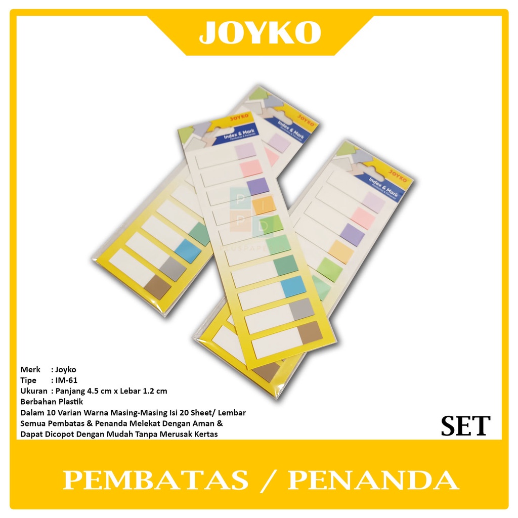 Jual JOYKO Pembatas Plastik Serbaguna Index & Memo IM - 61 Set | Shopee ...