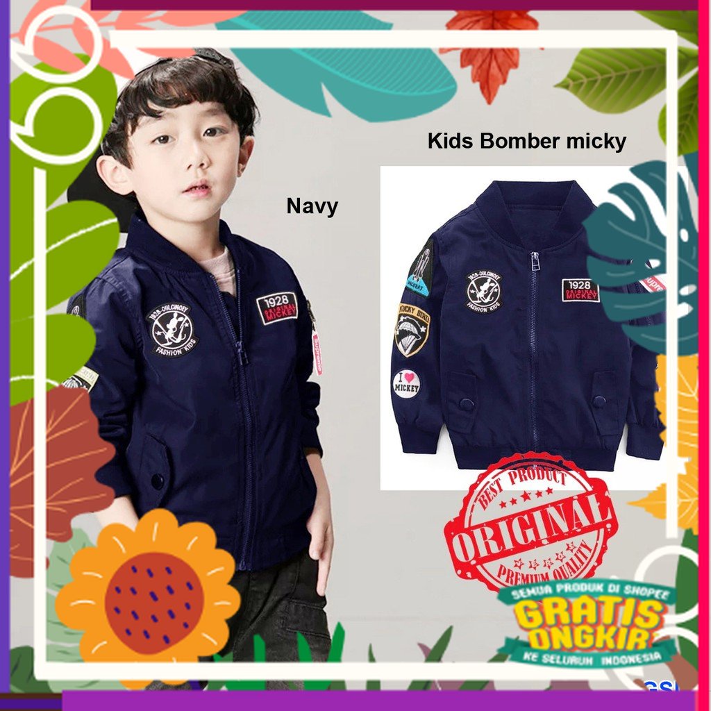 Jual Bomber kids mickey/jaket bomber anak cowok 4-6thn/Sweater Bomber ...