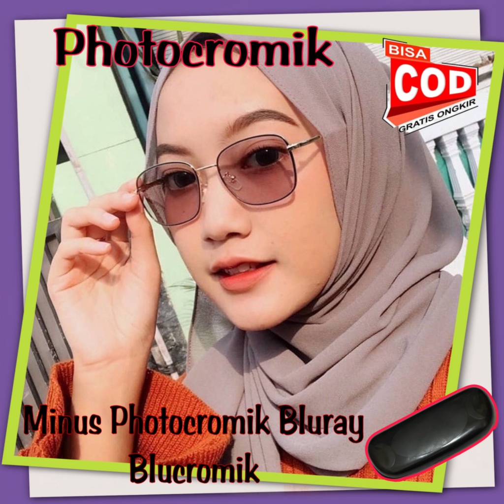Jual COD Kacamata Wanita Pria Lensa Photocromik Frame Kotak Minus ...