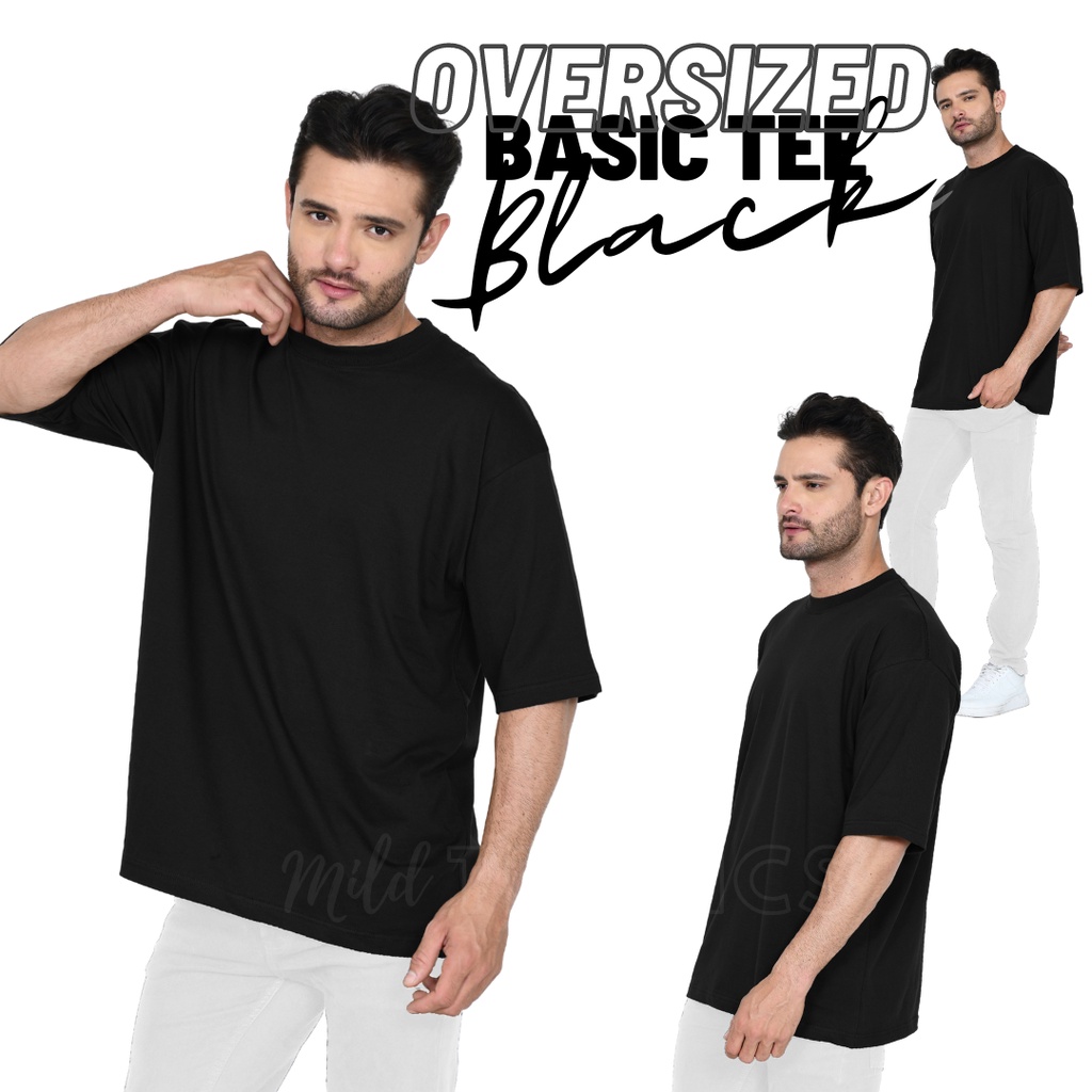 Jual Oversize T-shirt Kaos Hitam Polos / Black Basic Tee - Mild Tropics | Shopee Indonesia