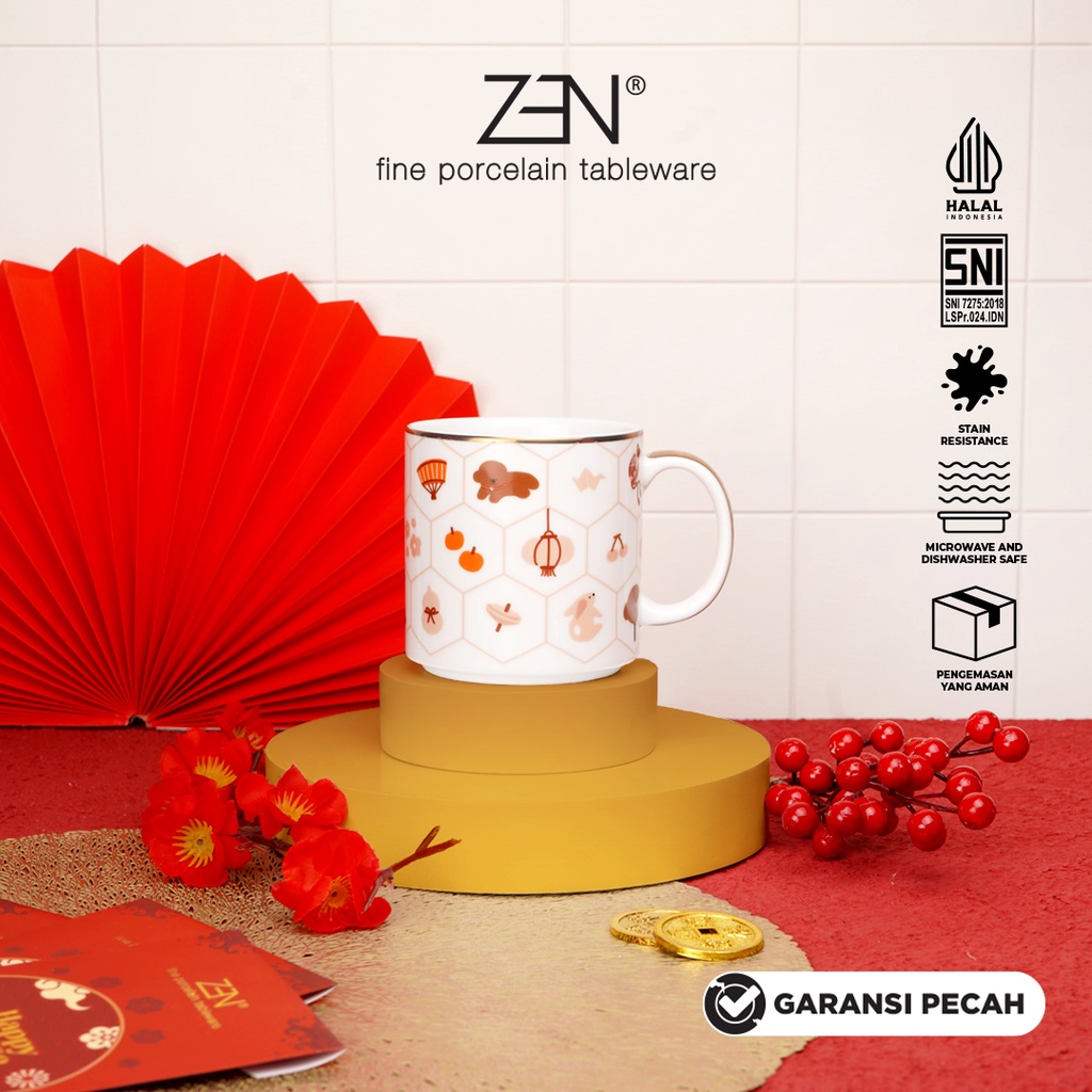 Jual ZEN X Kelly's Co Mug Gelas Keramik Honeycomb White + Gift Box ...