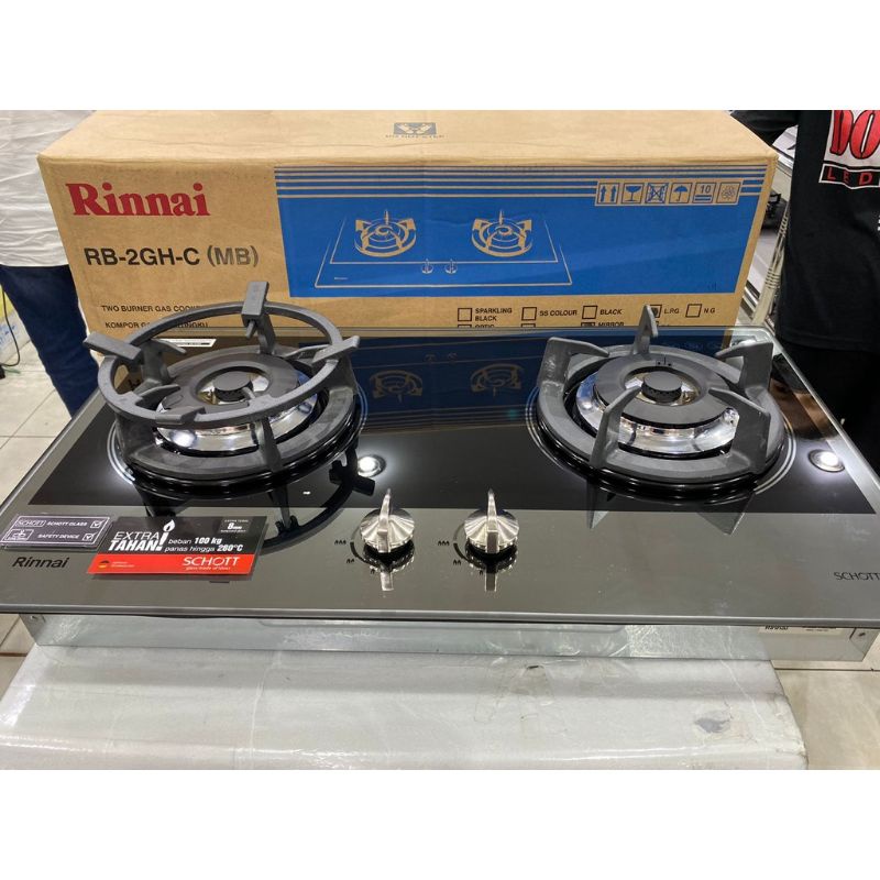 Jual KOMPOR TANAM, BUILT IN STOVE RINNAI RB-2GH-C MIRROR BLACK | Shopee Indonesia