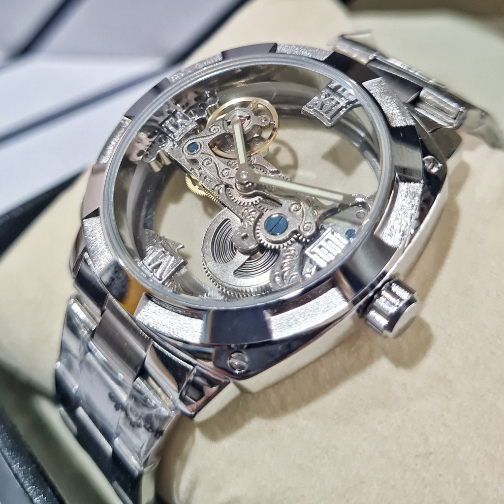 Jual FORSINING Invisible Rantai Jam Tangan Pria Original Automatic ...
