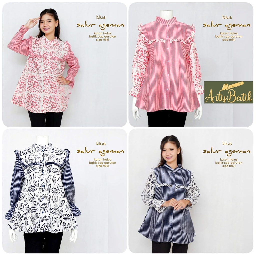 Jual BLUS SALUR AGEMAN BLOUSE CANTIK BATIK ETNIK BATIK WANITA SERGAAM ...