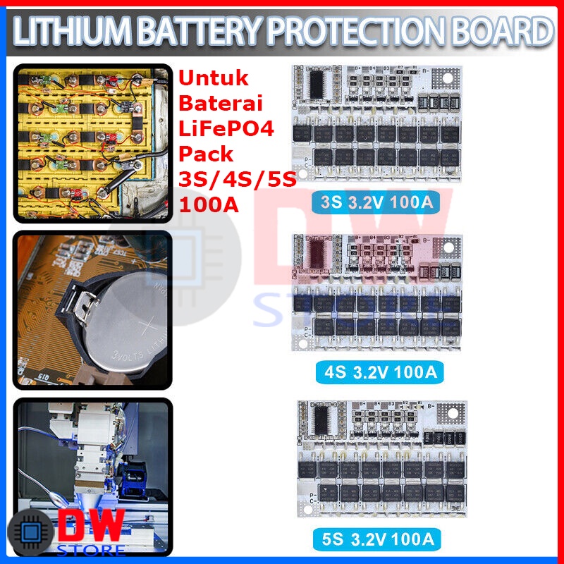 Jual BMS 3S 4S 5S 100A Baterai Lithium LiFePO4 Protection Charge Module ...