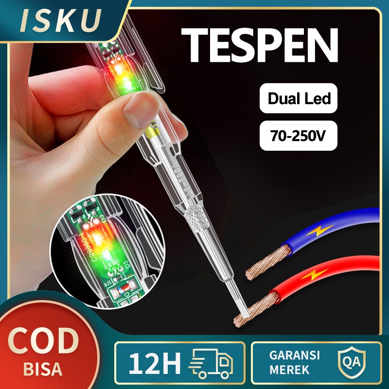 Jual Isku Obeng Tespen Listrik Dual Led Measuring Tegangan 70-250v ...