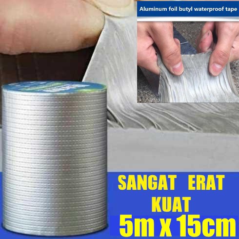 Jual Terlaris Lakban Anti Bocor Aluminum Foil Tape Waterproof Atap Besi 5M X 15Cm | Shopee Indonesia