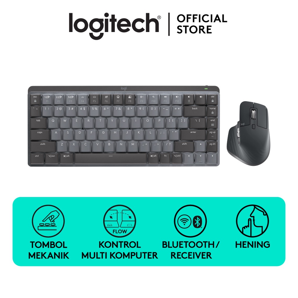 Jual [BUNDLING] Logitech MX Mechanical Mini Tactile Keyboard Wireless Bluetooth Backlit & MX ...