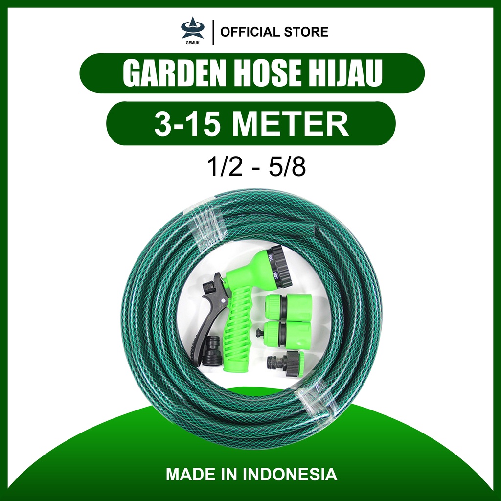 Jual GEMUK Paket Selang Air 15 Meter 1/2 dan 5/8 Inch Selang Air Benang Anti Lumut Tebal Dengan ...