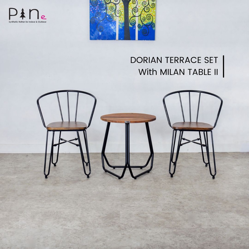 Jual Set Meja Kayu Kursi Teras Besi Minimalis Set Kursi Teras Vintage Murah Dorian Terrace