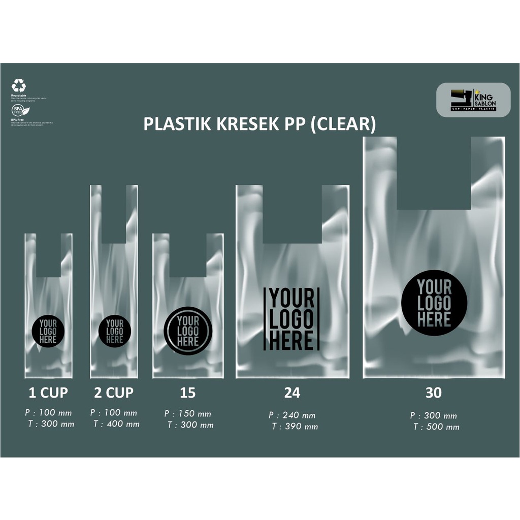 Jual sablon plastik kresek PE bening transparan clear ukuran 1 cup 2 ...
