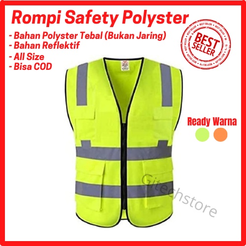 Jual Rompi Safety Kantong Polyster Safety Vest Rompi Reflektif Rompi ...