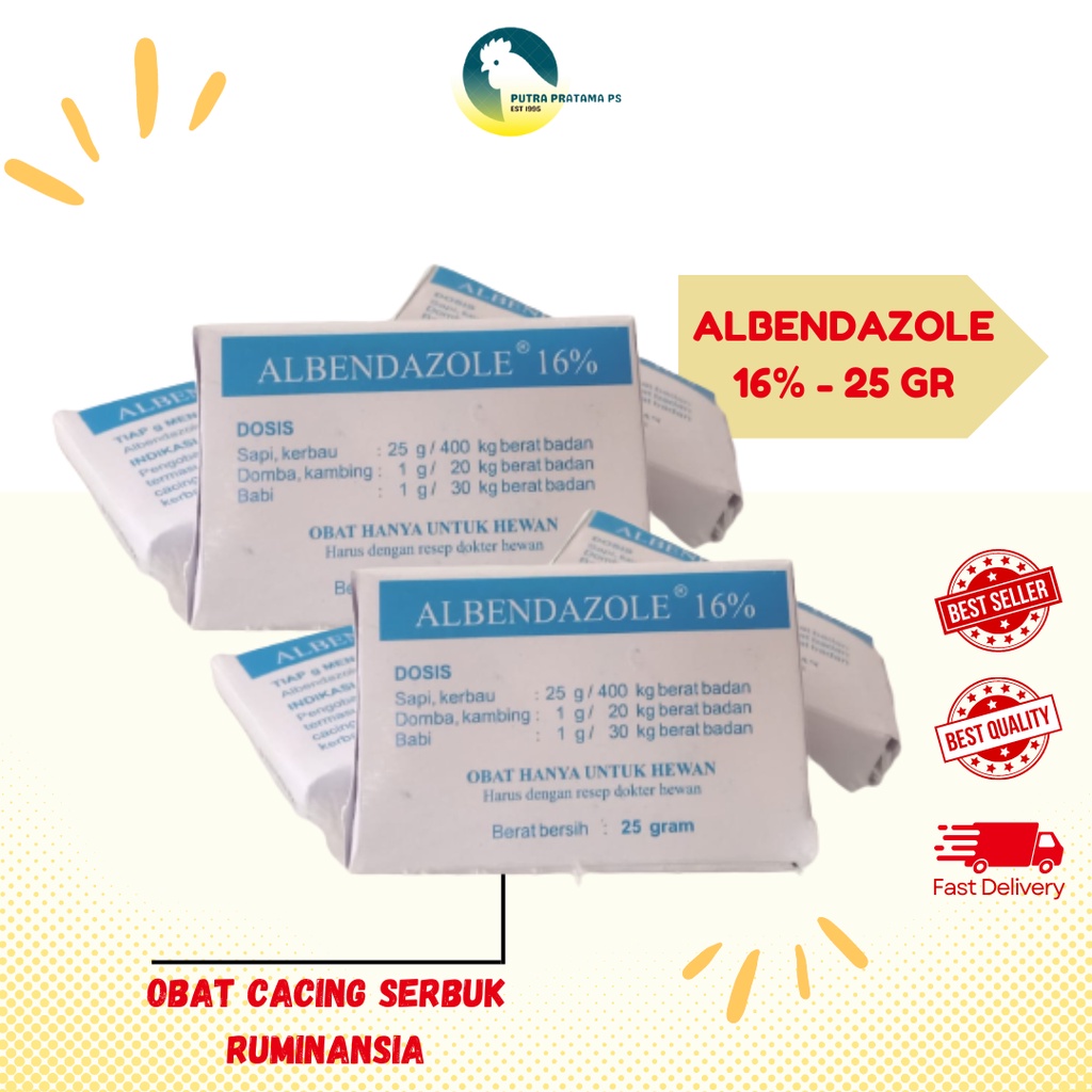 Jual ALBEN 16% 25 gram - Obat Cacing Ternak Ruminansia Serbuk | Shopee ...
