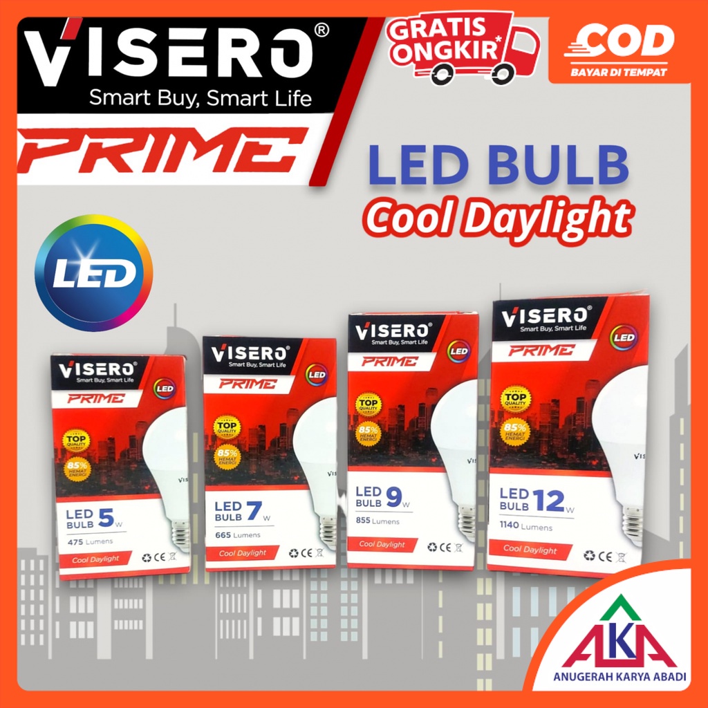 Jual Bohlam Lampu LED VISERO PRIME 5W 7W 9W 12W SNI Hemat Energi Cool Daylight | Shopee Indonesia