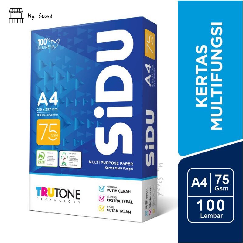 Jual Kertas HVS SiDU Fotocopy 75 GSM A4 per 100 lembar fotokopi print ...